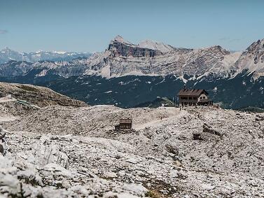 Alpine huts, shelters in the Dolomites of South Tyrol